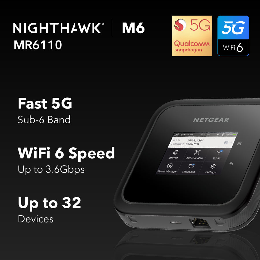 NETGEAR Nighthawk M6 5G WiFi 6 Mobile Hotspot Router (MR6110) – NETGEAR ...