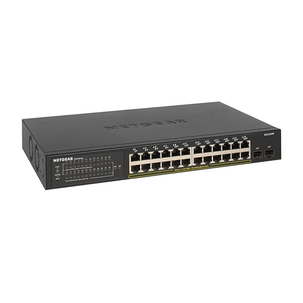 NETGEAR GS324TP 26-Port Gigabit Ethernet Managed Pro PoE Rackmount Swi ...